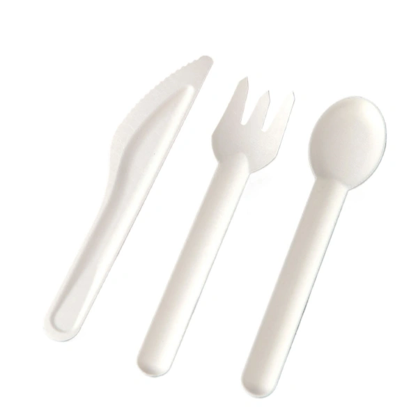 Sugarcane Spoon Fork Knife Biodegradable Bagasse Pulp Wheature ...
